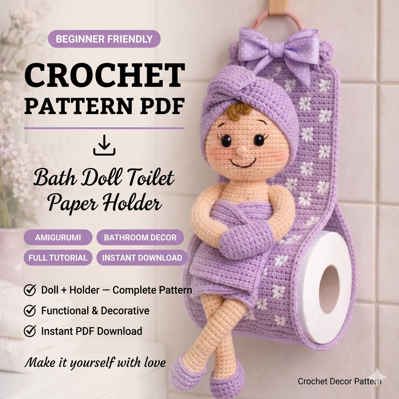 Crochet Toilet Paper Holder Doll PDF Pattern | Amigurumi Bathroom Deco