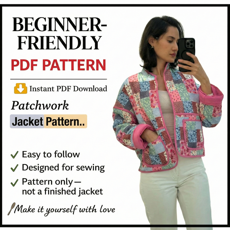 Quilted Jacket Beginner Sewing Pattern | Sizes XXS-5XL | Jacket Cardig